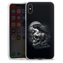 DeinDesign iPhone Xs Max Handy Silikon H&uuml;lle Case transparent Handyh&uuml;lle Raven Skulls Skull Silikon Case