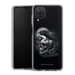 DeinDesign Galaxy A12 Handy Silikon H&uuml;lle Case transparent Handyh&uuml;lle Raven Skulls Skull Silikon Case