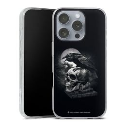 DeinDesign iPhone 16 Pro Handy Silikon H&uuml;lle Case transparent Handyh&uuml;lle Raven Skulls Skull Silikon Case