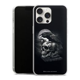 DeinDesign iPhone 15 Pro Max Handy Silikon H&uuml;lle Case transparent Handyh&uuml;lle Raven Skulls Skull Silikon Case