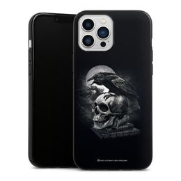 DeinDesign iPhone 13 Pro Max Handy Silikon H&uuml;lle Case schwarz Handyh&uuml;lle Raven Skulls Skull