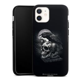 DeinDesign iPhone 12 Handy Silikon H&uuml;lle Case schwarz Handyh&uuml;lle Raven Skulls Skull