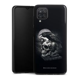 DeinDesign Galaxy A12 Handy Silikon H&uuml;lle Case schwarz Handyh&uuml;lle Skull Raven Skulls