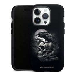 DeinDesign iPhone 14 Pro Handy Panzer Handyh&uuml;lle robuste Outdoor H&uuml;lle Schutzh&uuml;lle matt Raven Skulls Skull Tough Case