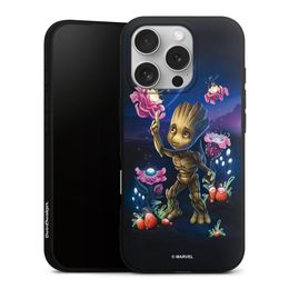 DeinDesign iPhone 16 Pro Handy Premium Silikon H&uuml;lle Handyh&uuml;lle schwarz Case Baby Groot Marvel Guardians Of The Galaxy Silikon Premium Case