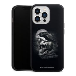 DeinDesign iPhone 13 Pro Handy Premium Silikon H&uuml;lle Handyh&uuml;lle schwarz Case Raven Skulls Skull Silikon Premium Case