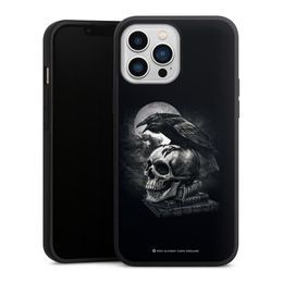 DeinDesign iPhone 13 Pro Max Handy Premium Silikon H&uuml;lle Handyh&uuml;lle schwarz Case Raven Skulls Skull Silikon Premium Case