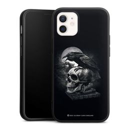 DeinDesign iPhone 12 mini Handy Premium Silikon H&uuml;lle Handyh&uuml;lle schwarz Case Raven Skulls Skull Silikon Premium Case