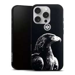 DeinDesign iPhone 16 Pro Handy Slim Case extra d&uuml;nn Silikon Handyh&uuml;lle schwarz H&uuml;lle Attila Official Licensed Product Eintracht Frankfurt Silikon Slim Case