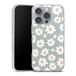 DeinDesign iPhone 16 Pro Handy Silikon H&uuml;lle Case transparent Handyh&uuml;lle Daisy Muster Flowers Silikon Case