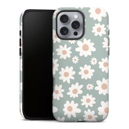 DeinDesign iPhone 16 Pro Max Handy Panzer Handyh&uuml;lle robuste Outdoor H&uuml;lle Schutzh&uuml;lle gl&auml;nzend Daisy Muster Flowers Tough Case