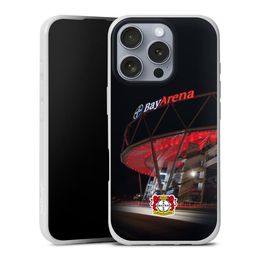 DeinDesign iPhone 16 Pro Handy Silikon H&uuml;lle Case wei&szlig; Handyh&uuml;lle Official Licensed Product Bayer 04 Leverkusen Stadium Silikon Case