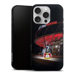 DeinDesign iPhone 16 Pro Handy Slim Case extra d&uuml;nn Silikon Handyh&uuml;lle schwarz H&uuml;lle Official Licensed Product Bayer 04 Leverkusen Stadium Silikon Slim Case