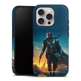DeinDesign iPhone 16 Pro Handy Panzer Handyh&uuml;lle robuste Outdoor H&uuml;lle Schutzh&uuml;lle gl&auml;nzend Star Wars The Mandalorian Sunset Tough Case