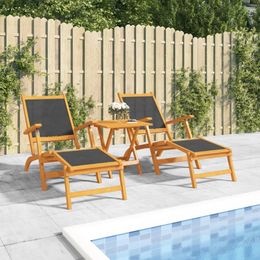 vidaXL Garten-Liegestühle 2 Stk. Massivholz Akazie und Textilene
