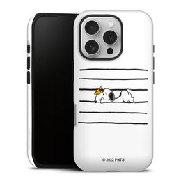 DeinDesign iPhone 16 Pro Handy Panzer Handyh&uuml;lle robuste Outdoor H&uuml;lle Schutzh&uuml;lle matt Snoopy Dog Peanuts Tough Case