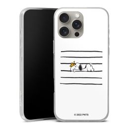 DeinDesign iPhone 16 Pro Max Handy Silikon H&uuml;lle Case transparent Handyh&uuml;lle Snoopy Dog Peanuts Silikon Case
