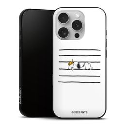 DeinDesign iPhone 16 Pro Handy Slim Case extra d&uuml;nn Silikon Handyh&uuml;lle schwarz H&uuml;lle Snoopy Dog Peanuts Silikon Slim Case