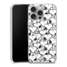 DeinDesign iPhone 16 Pro Max Handy Silikon H&uuml;lle Case transparent Handyh&uuml;lle Peanuts Snoopy Muster Silikon Case