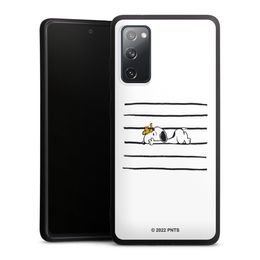 DeinDesign Galaxy S20 FE 5G Handy Premium Silikon H&uuml;lle Handyh&uuml;lle schwarz Case Snoopy Dog Peanuts Silikon Premium Case