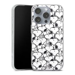 DeinDesign iPhone 16 Pro Handy Silikon H&uuml;lle Case transparent Handyh&uuml;lle Peanuts Snoopy Muster Silikon Case