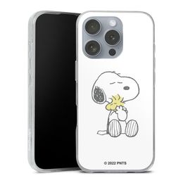 DeinDesign iPhone 16 Pro Handy Silikon H&uuml;lle Case transparent Handyh&uuml;lle Snoopy Love Peanuts Silikon Case