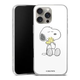 DeinDesign iPhone 16 Pro Max Handy Silikon H&uuml;lle Case transparent Handyh&uuml;lle Snoopy Love Peanuts Silikon Case