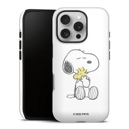 DeinDesign iPhone 16 Pro Handy Panzer Handyh&uuml;lle robuste Outdoor H&uuml;lle Schutzh&uuml;lle gl&auml;nzend Snoopy Love Peanuts Tough Case
