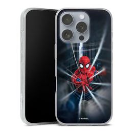 DeinDesign iPhone 16 Pro Handy Silikon H&uuml;lle Case transparent Handyh&uuml;lle Kinofilm Marvel Spiderman Silikon Case