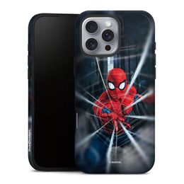 DeinDesign iPhone 16 Pro Max Handy Panzer Handyh&uuml;lle robuste Outdoor H&uuml;lle Schutzh&uuml;lle gl&auml;nzend Kinofilm Marvel Spiderman Tough Case