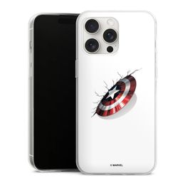 DeinDesign iPhone 15 Pro Max Handy Silikon H&uuml;lle Case transparent Handyh&uuml;lle Captain America Official Licensed Product Marvel Silikon Case
