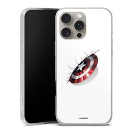 DeinDesign iPhone 16 Pro Max Handy Silikon H&uuml;lle Case transparent Handyh&uuml;lle Captain America Official Licensed Product Marvel Silikon Case