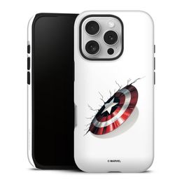 DeinDesign iPhone 16 Pro Handy Panzer Handyh&uuml;lle robuste Outdoor H&uuml;lle Schutzh&uuml;lle gl&auml;nzend Captain America Official Licensed Product Marvel Tough Case
