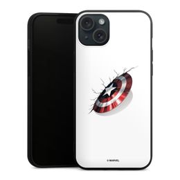 DeinDesign iPhone 15 Plus Handy Premium Silikon H&uuml;lle Handyh&uuml;lle schwarz Case Captain America Official Licensed Product Marvel Silikon Premium Case