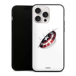 DeinDesign iPhone 15 Pro Max Handy Premium Silikon H&uuml;lle Handyh&uuml;lle schwarz Case Captain America Official Licensed Product Marvel Silikon Premium Case