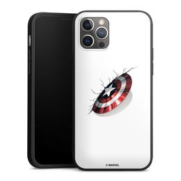 DeinDesign iPhone 12 Pro Handy Premium Silikon H&uuml;lle Handyh&uuml;lle schwarz Case Captain America Official Licensed Product Marvel Silikon Premium Case