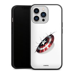 DeinDesign iPhone 13 Pro Handy Premium Silikon H&uuml;lle Handyh&uuml;lle schwarz Case Captain America Official Licensed Product Marvel Silikon Premium Case