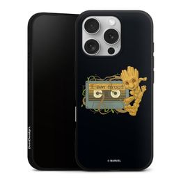 DeinDesign iPhone 16 Pro Handy Premium Silikon Hülle Handyhülle schwarz Case Guardians Of The Galaxy Groot Marvel Silikon Premium Case