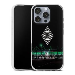 DeinDesign iPhone 16 Pro Handy Silikon H&uuml;lle Case wei&szlig; Handyh&uuml;lle Borussia M&ouml;nchengladbach Official Licensed Product Stadium Silikon Case