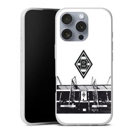 DeinDesign iPhone 16 Pro Handy Silikon H&uuml;lle Case wei&szlig; Handyh&uuml;lle Stadium Die Fohlen Borussia M&ouml;nchengladbach Silikon Case