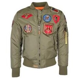 Bomberjacke Top Gun "im Pilotenstil mit Patches TG20191053" Gr. 56 (XXL), grün (olive) Herren Jacken