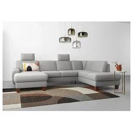 Wohnlandschaft Home Affaire "Vision U-Form" Sofas Gr. B/H/T: 315cm x 90cm x 215cm, Luxus-Microfaser Euphoria, Ottomane rechts, mit Bettfunktion-mit Stauraum, grau wahlweise mit Bettfunktion und Stauraum, auch in Easy Care-Bezug