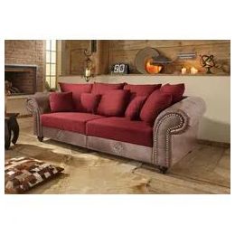 Big-Sofa Home Affaire "King George" Sofas Gr. B/T: 242cm x 103cm, Vintage-Chenille, ohne Funktion, braun (braun, rot)