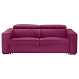 Schlafsofa Egoitaliano "Cabiria, Design und super Sitz- Liegekomfort" Sofas Gr. B/H/T: 226 cm x 97 cm x 103 cm, Luxus-Microfaser, pink (fuchsia) Sofa inkl. Schlaffunktion, Kopfteile verstellbar, mit Metallfüßen