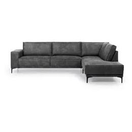 Ecksofa Places of Style "Oland" Sofas Gr. B/H/T: 289cm x 85cm x 210cm, Luxus-Microfaser, Ottomane rechts, grau (anthrazit) L-Form, im zeitlosem Design und hochwertiger Verarbeitung