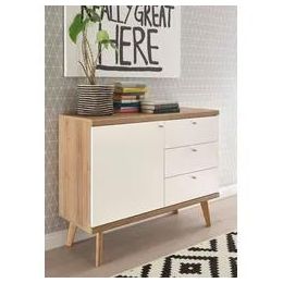 Sideboard Andas "Merle" Sideboards Gr. B/H/T: 107 cm x 87 cm x 40 cm, 3 St., weiß (eiche riviera nb, matt) Scandi Design, Breite 107 cm