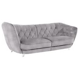 Big-Sofa LEONIQUE "Retro" Sofas Gr. B/H/T: 256cm x 85cm x 115cm, Chenille, Hohe Armlehne links, grau (argento)