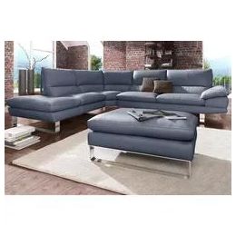 Ecksofa Calia italia "Dave, italienisches Designsofa mit erstklassigem Sitzkomfort, L-Form" Sofas Gr. B/H/T: 297cm x 87cm x 97cm, Leder BULL, Ottomane links, blau (dunkelblau) mit tollen Lederbezügen