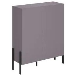 Kommode Inosign "Jukon, Breite 110 cm, moderne grifflose Hochschrank, 2Türen" Sideboards Gr. B/H/T: 110cm x 135cm x 40cm, pflaume, lila (pflaume) Highboard mit viel Stauraum, push-to-open-Funktion