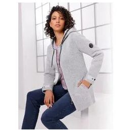 Kapuzenstrickjacke CREATION L PREMIUM Gr. 50, grau (hellgrau) Damen Strickjacken